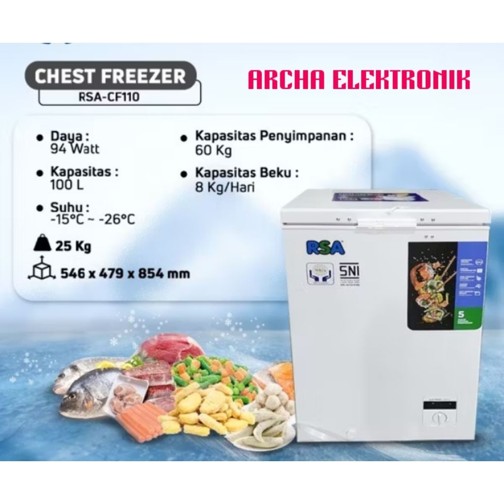 Jual CHEST FREEZER BOX RSA KAPASITAS 100 LITER CF-110 NEW | Shopee ...