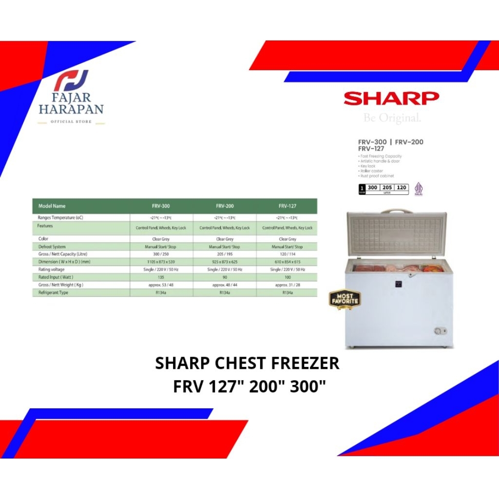 Jual SHARP CHEST FREEZER FRV 100-600 LITER | Shopee Indonesia