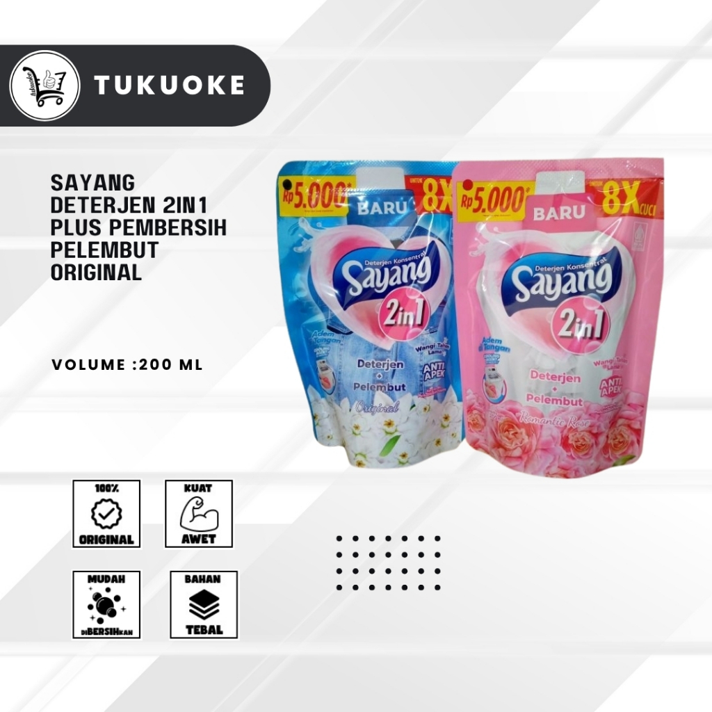 Jual SAYANG DETERJEN 2IN1 PLUS PEMBERSIH PELEMBUT ORIGINAL REPACK 200ML ...