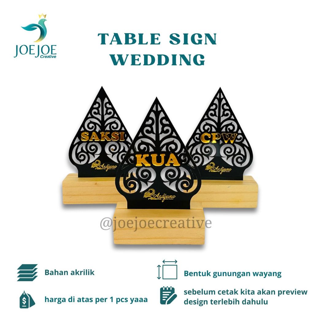 Jual Table Sign bentuk wayang | Table sign meeja akad kekinian | Shopee ...