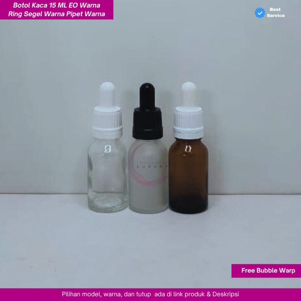 Jual Botol Serum Kaca 15ml Warna Ring Segel Pipet EO | Shopee Indonesia