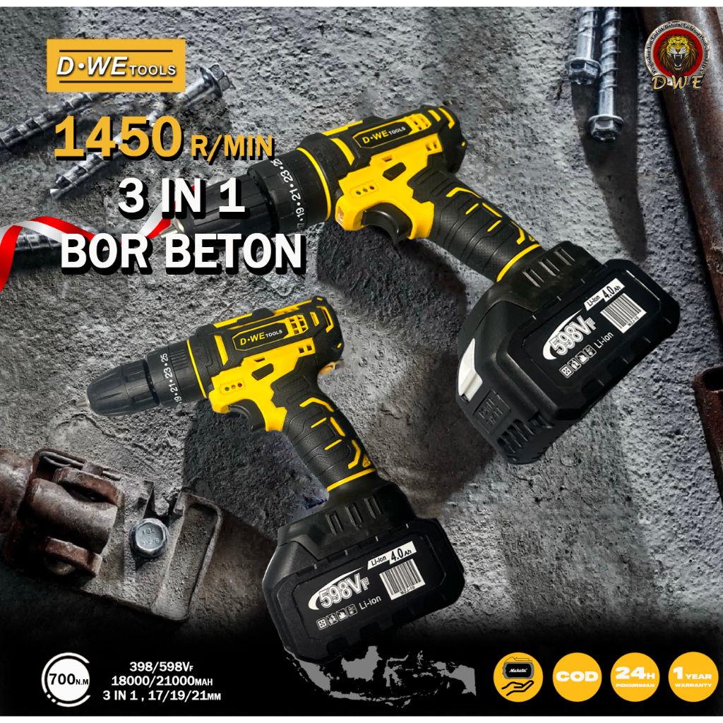 Jual 🇩🇪3in1 1200r/min bor listrik mini bor elektrik bor impact baterai ...