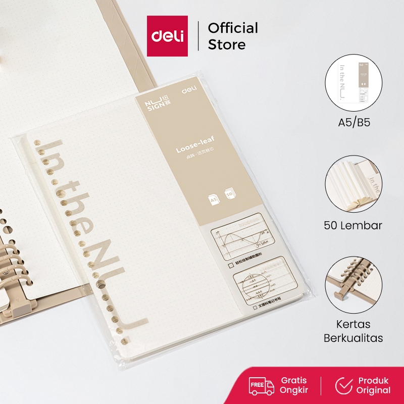 Jual Deli Nusign Loose-leaf Notebook Refill / Isi Binder A5 B5 Garis Grid Dot 50 Lembar NS31X ...