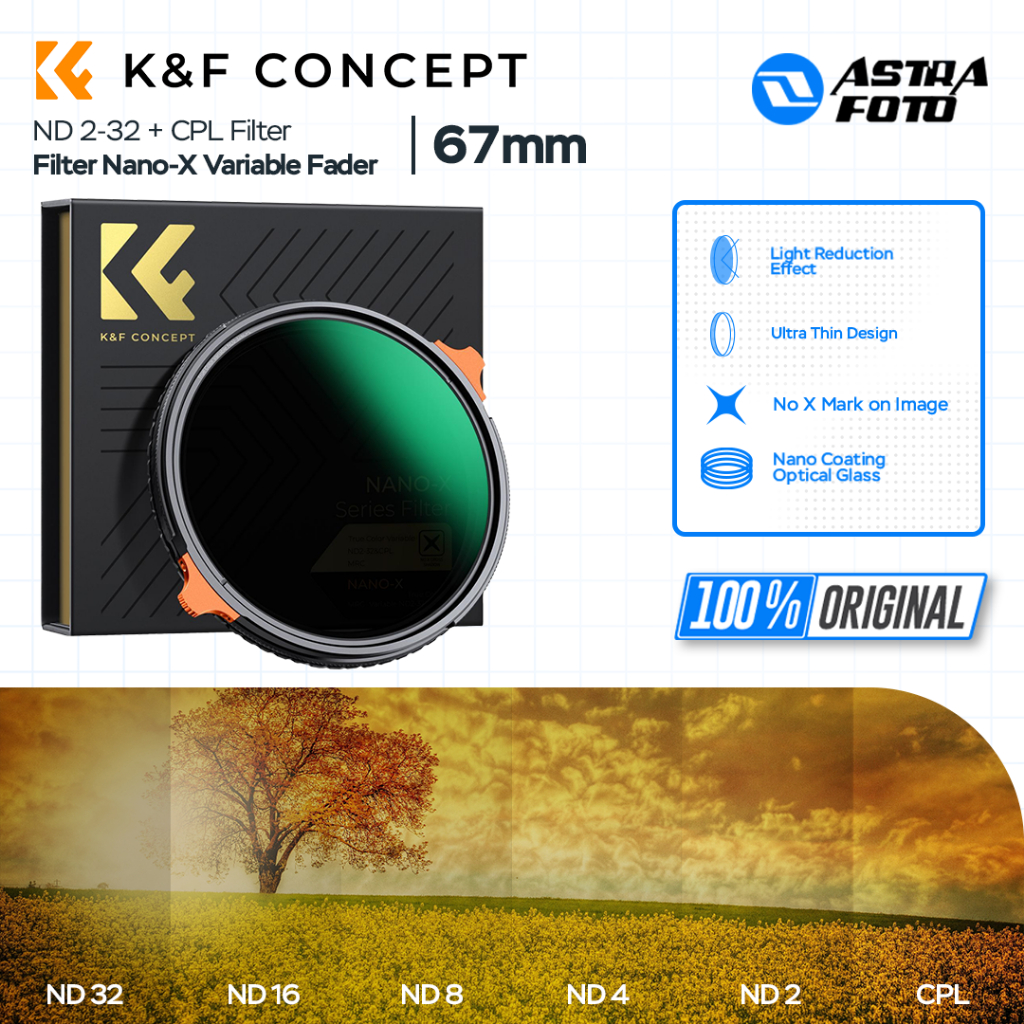 Jual KNF Concept 67mm Lens Filter Nano-X Variable Fader ND2-32 + CPL Filter K&F Concept | Shopee ...