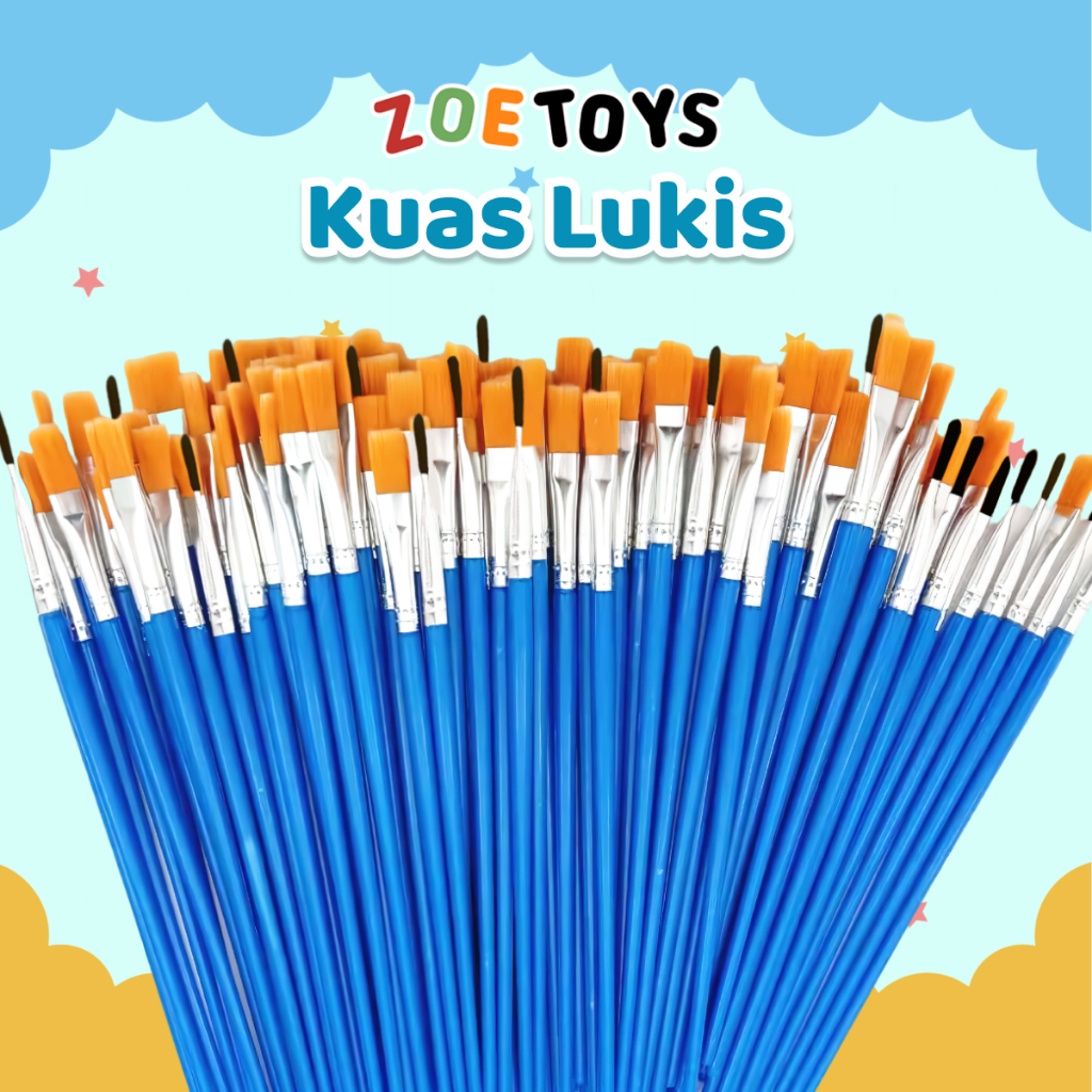 Jual Zoetoys Kuas Lukis Ujung Flat Lancip | Brush Kualitas Terbaik Bulu ...