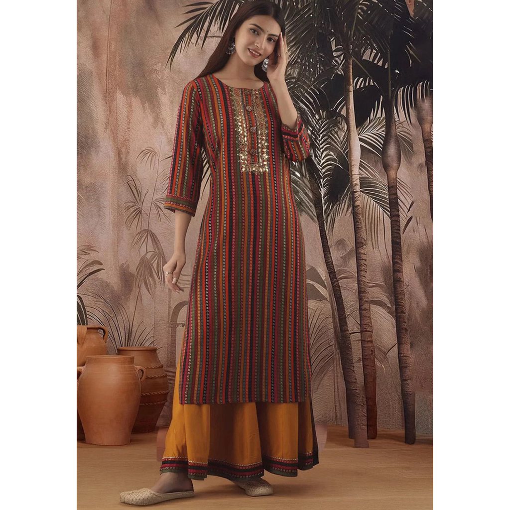 Jual baju indian plazo style indian clothes mursturd kurta plazo M,L ...