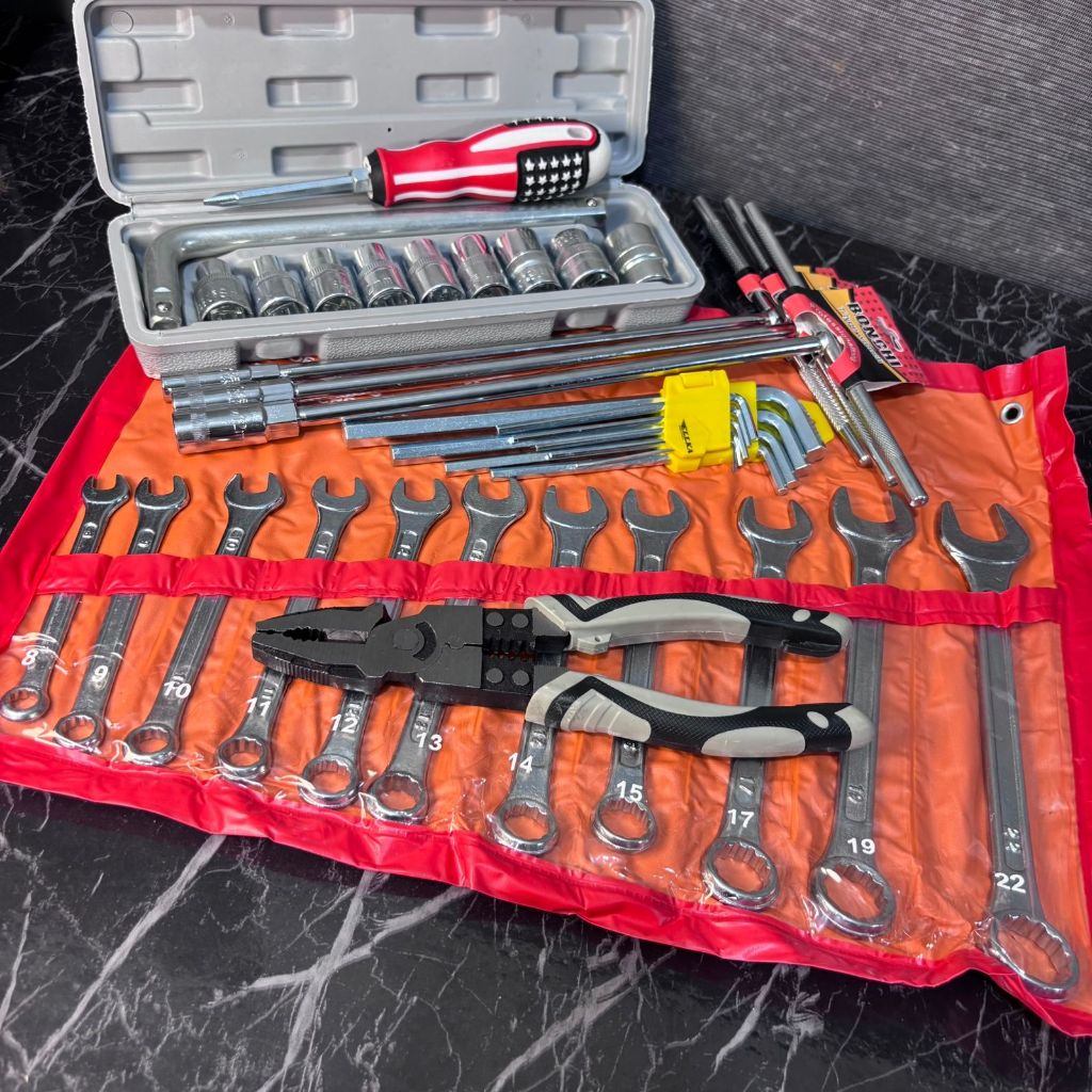 Jual PAKET BENGKEL LENGKAP KUNCI SOCK SET 10 (8-22MM) PCS KUNCI RING ...