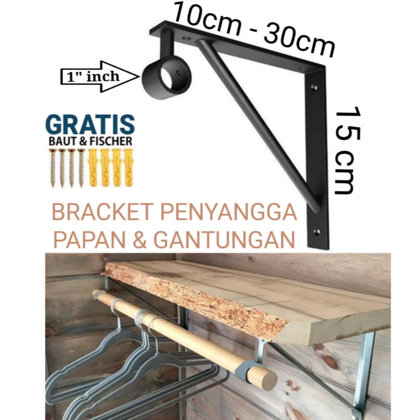 Jual Bracket Papan/Besi Siku Rak Dinding Tempel Tebal Free Fisher Skrup ...