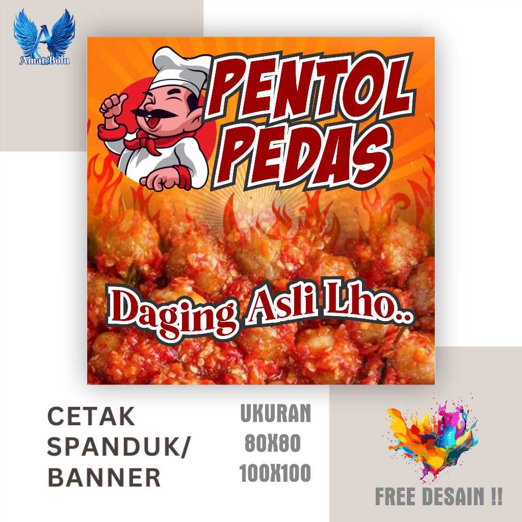 Jual Cetak Spanduk Cetak Banner PENTOL PEDAS Costom Desain | Shopee ...