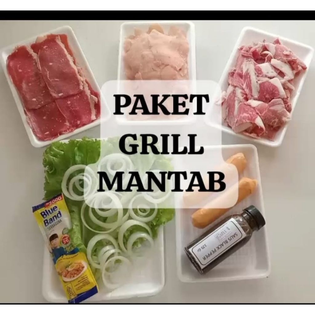 Jual Paket BBQ Grill Mantab (beef slice, ayam slice, sosis, saus, free ...