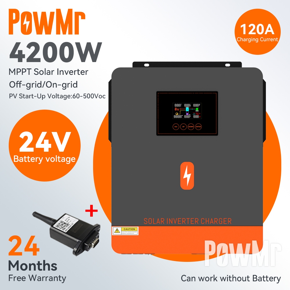 Jual PowMr 4.2kw On-grid/Off-grid hybrid inverter 24Vdc 230Vac PV Panel ...