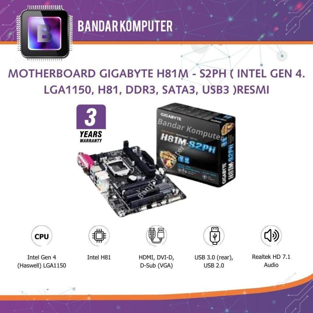 Jual MOTHERBOARD GIGABYTE H81M S2PH MOTHERBOARD INTEL GEN 4 (LGA 1150 ...