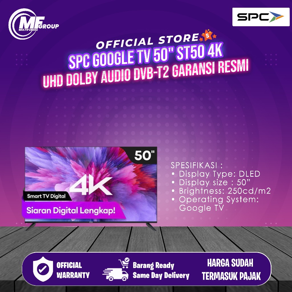 Jual SPC Google TV 50" ST50 4K UHD Dolby Audio DVB-T2 Garansi Resmi ...