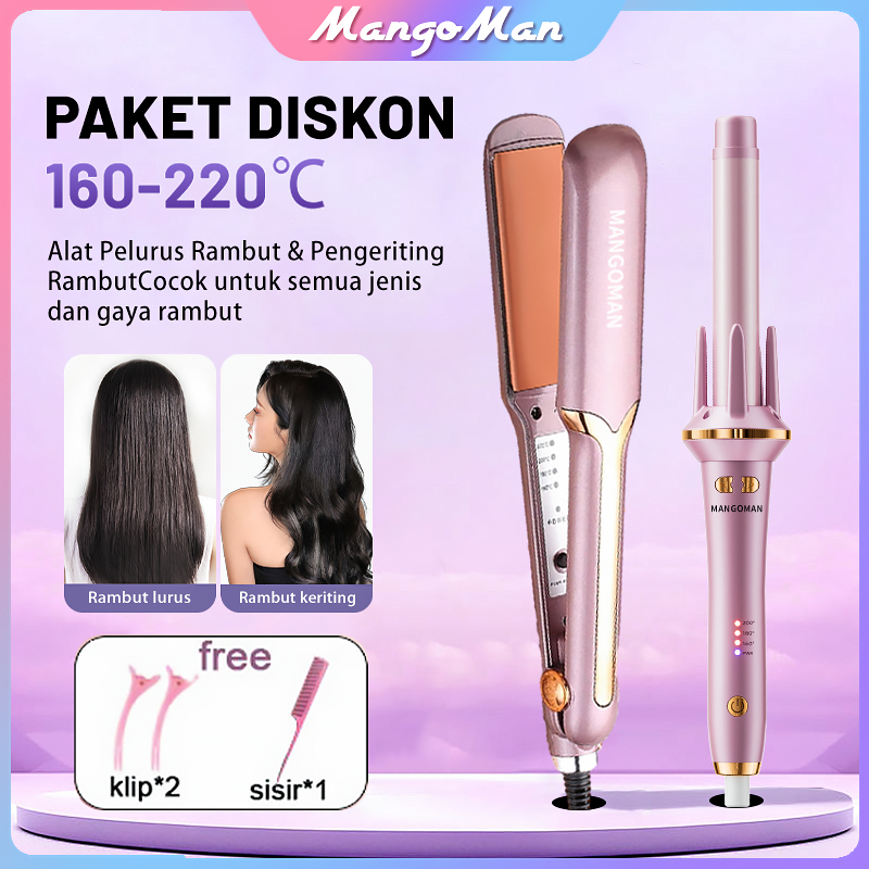 Jual [Paket kombinasi] MANGOMAN 2in1 Catokan dan Pengeriting Rambut Otomatis dengan Pelurusan ...