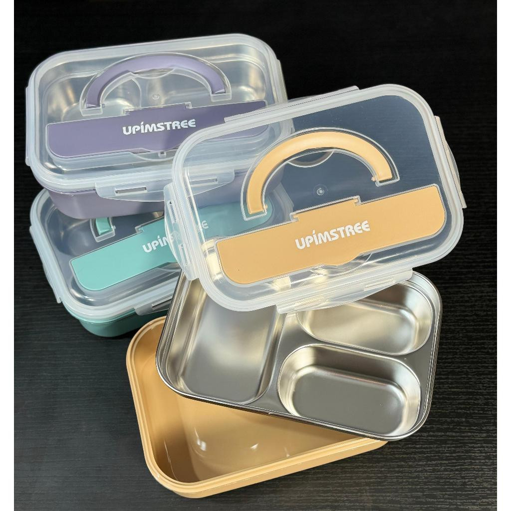 Jual kotak makan bekal stainless 304 lunch box set 3 sekat tebal BPA Free | Shopee Indonesia