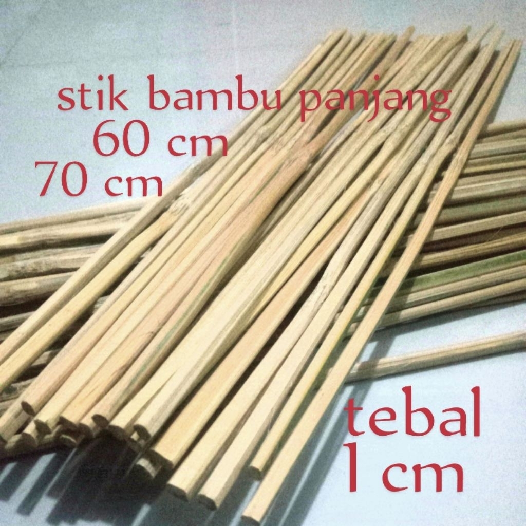 Jual stik bambu panjang 60 dan 70 cm tebal 1 cm per 10 pcs ujung tumpul ...