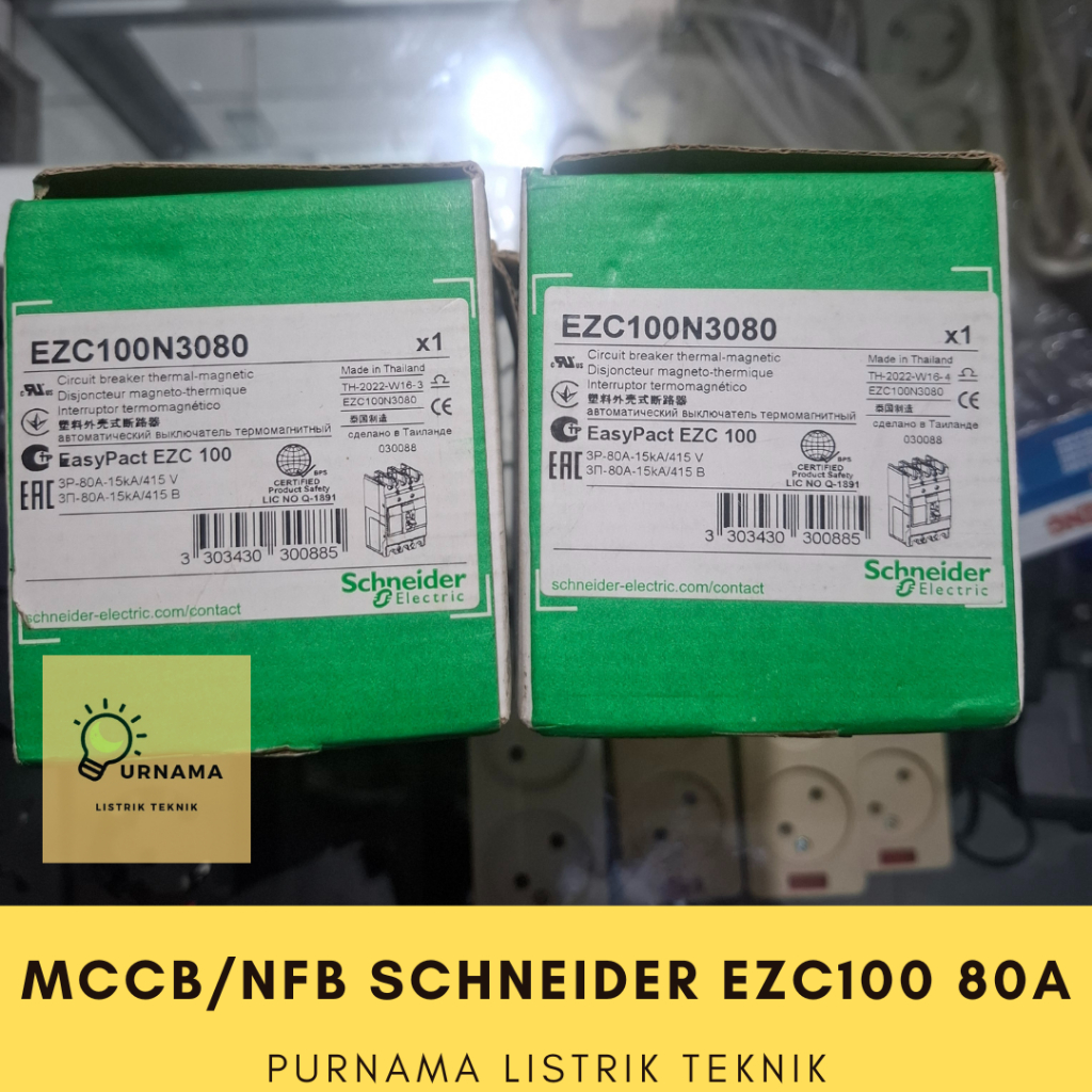 Jual Schneider Electric MCCB/NFB EZC100 80A 100A 3P 415V 25kA Proteksi ...