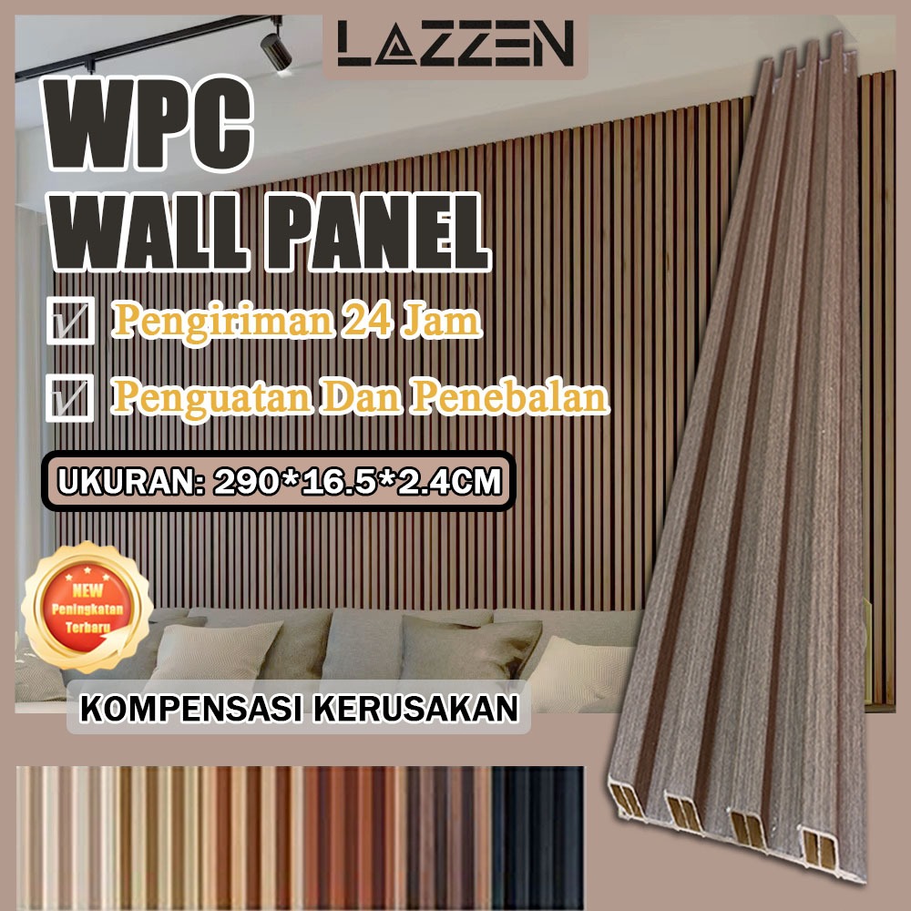 Jual LAZZEN - Wood Panel [Lebih Tebal Dan Lebih Kuat] pvc wall panel/wpc wall panel 2.9 meter x ...