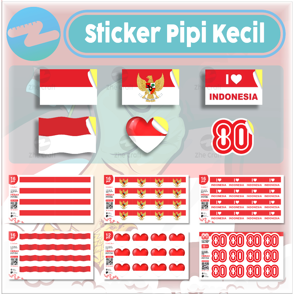 Jual Sticker Pipi Kecil Sticker lengan HUT RI Kemerdekaan Bendera Merah ...