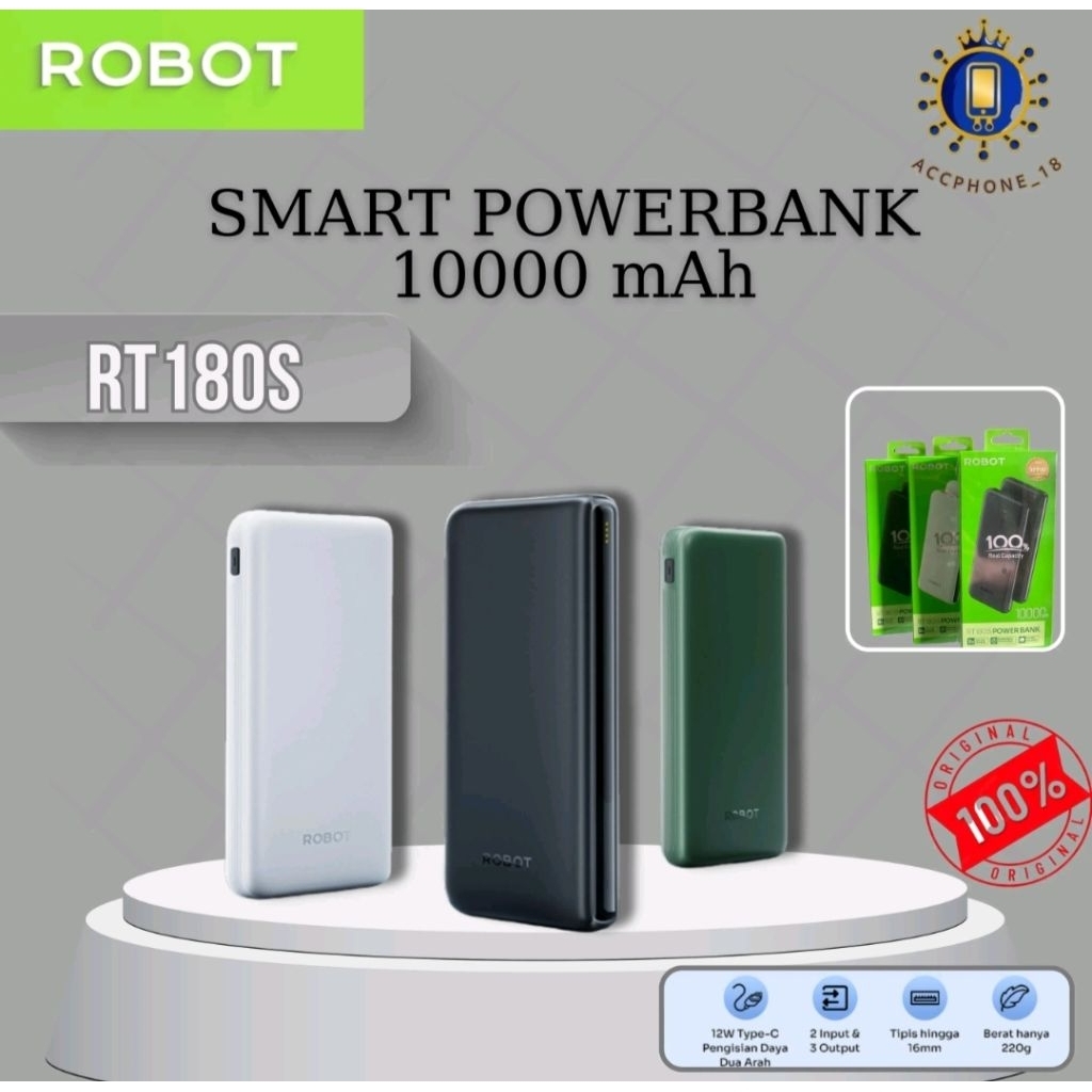 Jual ROBOT Power Bank RT12//Rt180s Powerbank 10000mAh 2 Input Micro ...