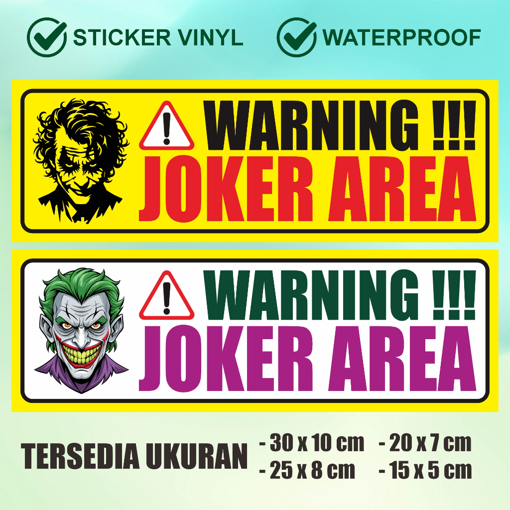 Jual Stiker Dekorasi | Warning Joker Area | Stiker Pintu Kamar | Shopee ...