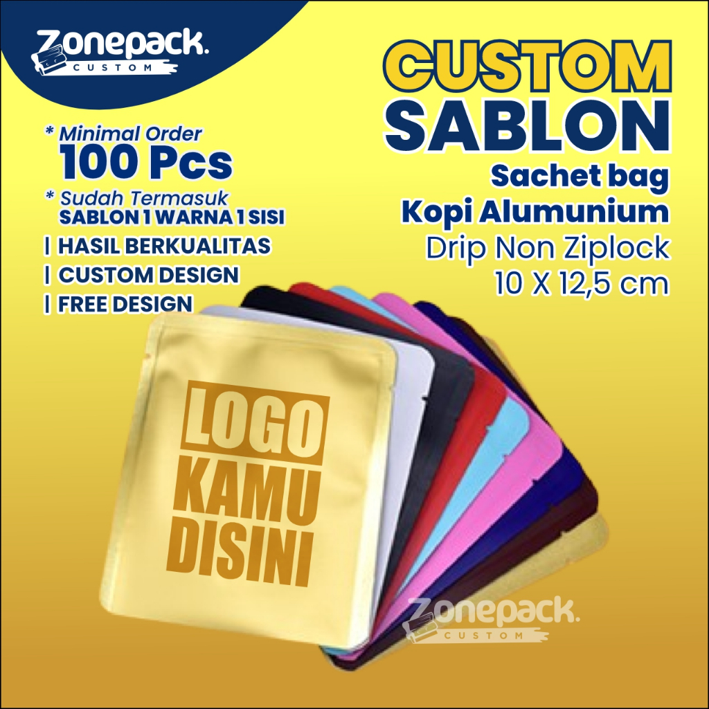 Jual Sablon Sachet bag Kopi Alumunium Drip Non Ziplock 10 X 12,5 cm ...