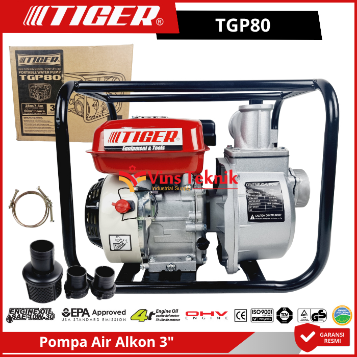 Jual TIGER TGP80 Mesin Pompa Air Bensin Pompa Irigasi Pompa Alkon 3" 4Tak TGP 80 | Shopee Indonesia