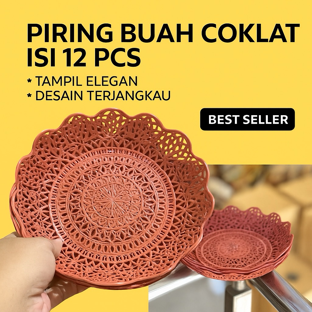 Jual Piring Buah Plastik Anyam Coklat – Isi 12 Pcs – Model Elegan ...