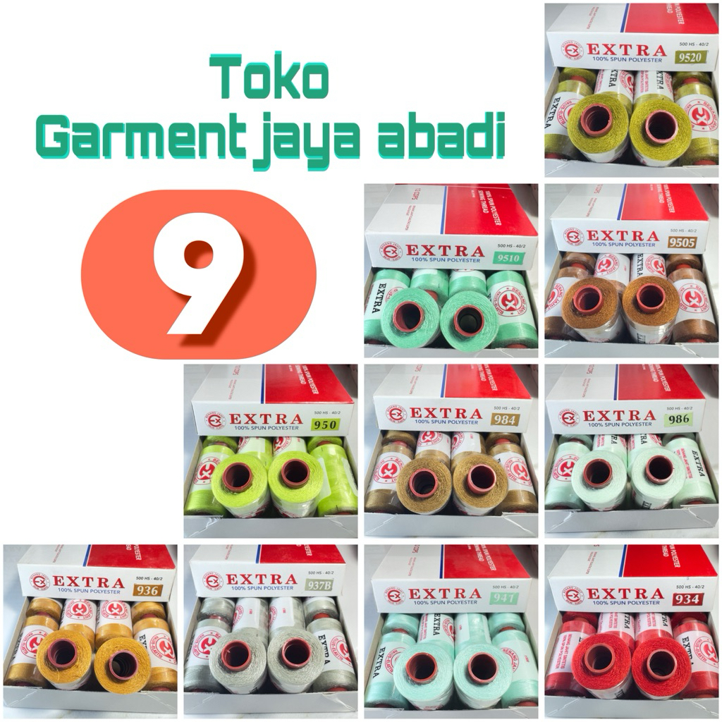 Jual benang extra nomer urut 9, 500yard/lsn | Shopee Indonesia