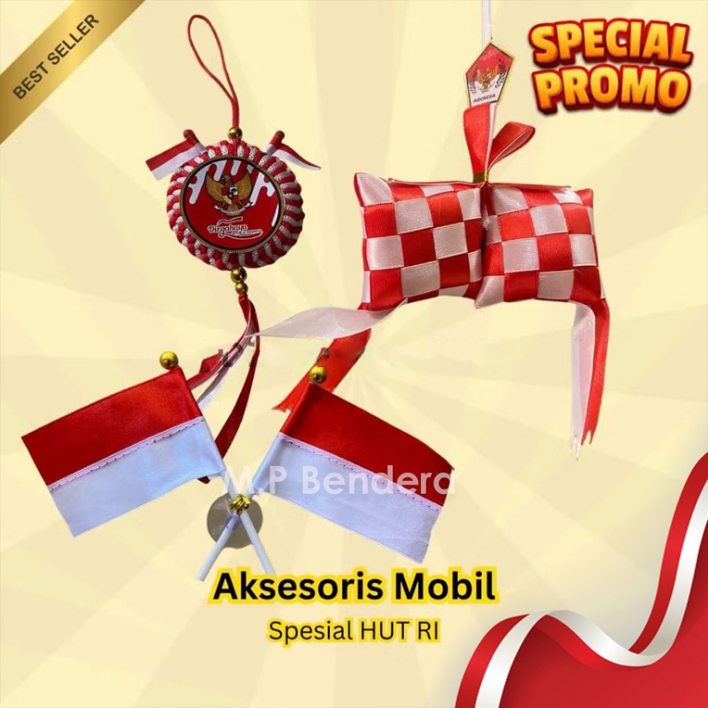 Jual Bendera Indonesia Mendali merah putih , Ketupat, Tempel kaca ...