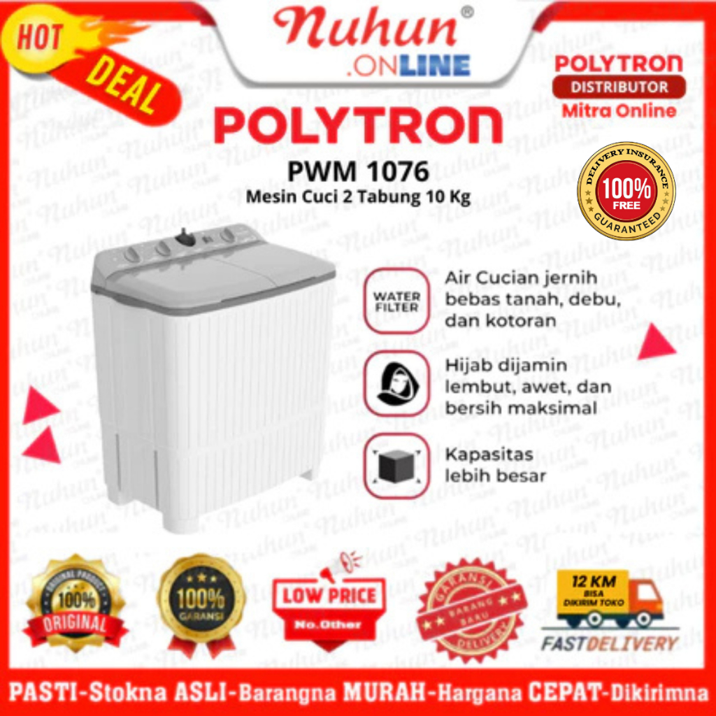 Jual Polytron Mesin Cuci 2 Tabung PWM 1076 10 KG | Shopee Indonesia