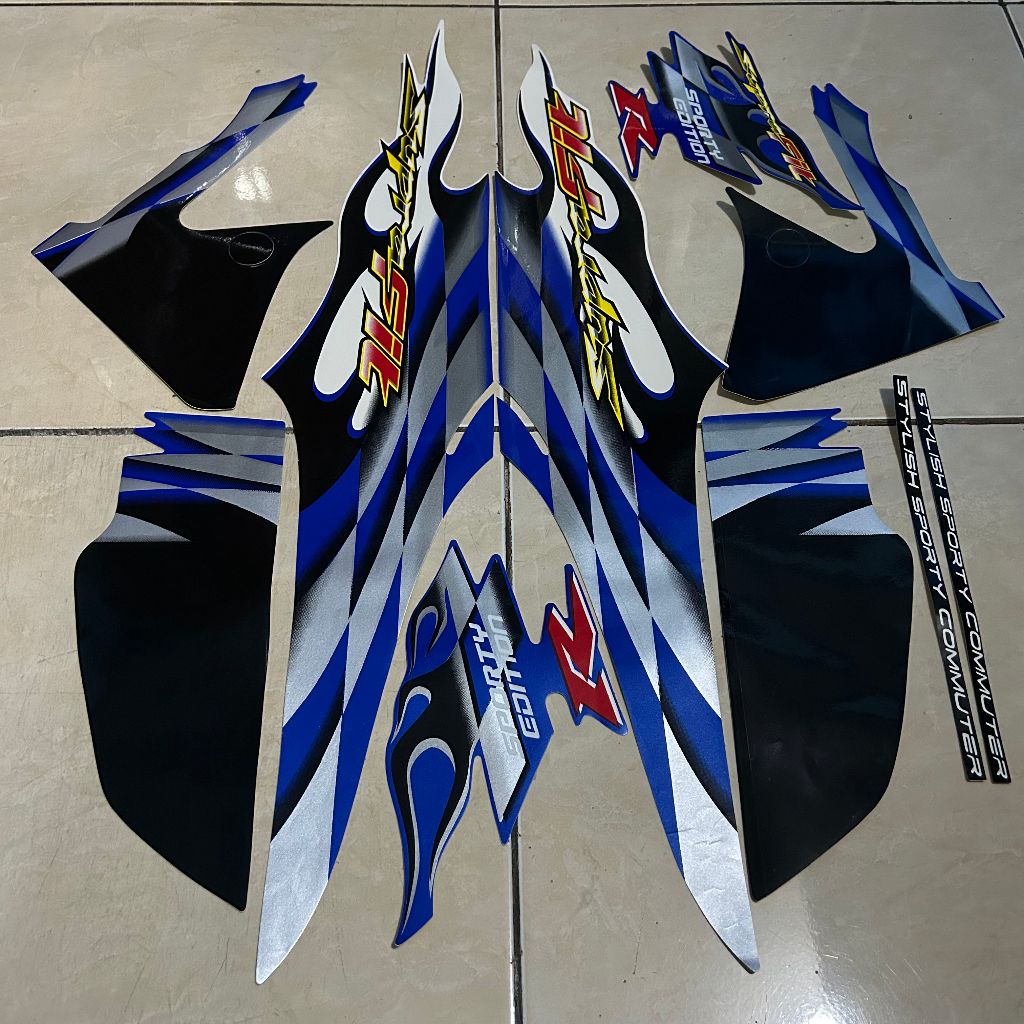 Jual stiker striping honda supra fit new cw racing 2006 biru putih lis ...