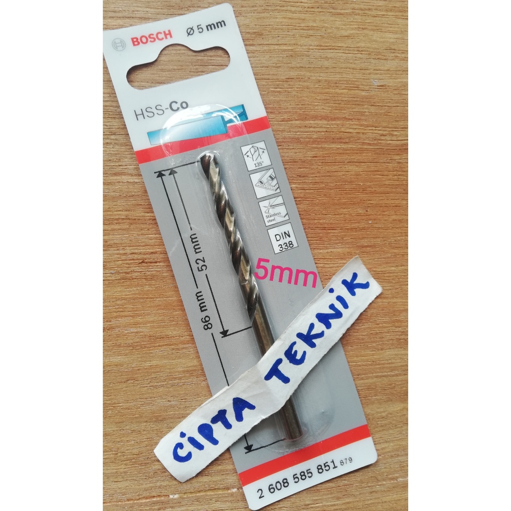 Jual Mata Bor Bosch Asli 5mm HSS Cobalt Hss co 5 mm Kobalt untuk besi ...