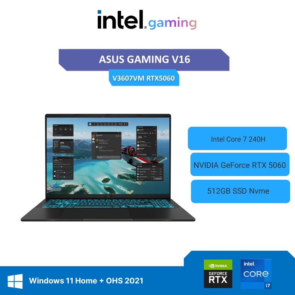 Jual ASUS GAMING V16 V3607VM RTX5060 CORE I7 240H 16GB 512GB W11+OHS 16 ...