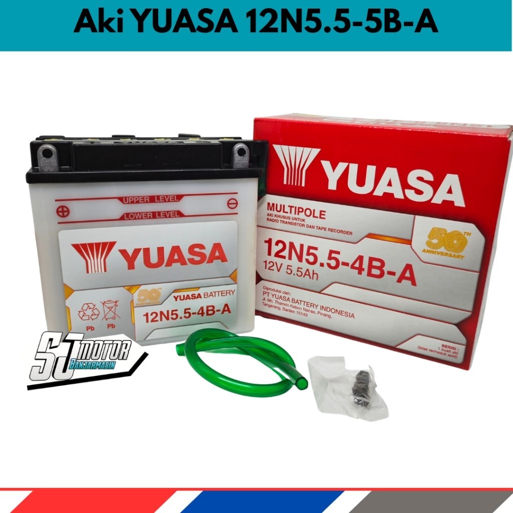 Jual Aki Accu Yuasa Basah 12N5,5-4B-A (Multipole 5 Titik) Aki Radio Tape Lampu Emergency (12V 5 ...