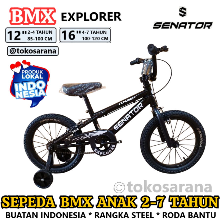 Jual Sepeda Anak Senator Explorer BMX 2-7 Tahun Rem Caliper Roda Bantu ...