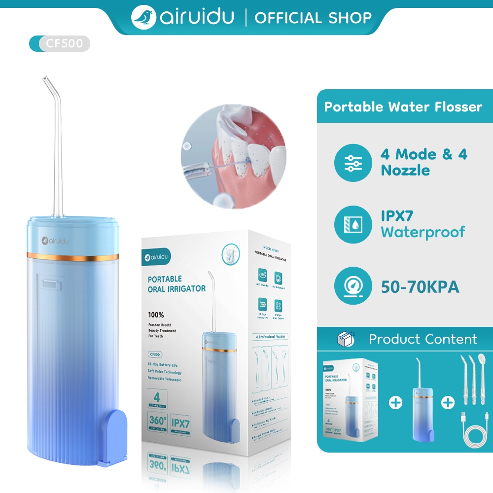 Jual Airuidu CF500 Water Floss Gigi 160ML Oral Irrigator 4 Modes Water ...