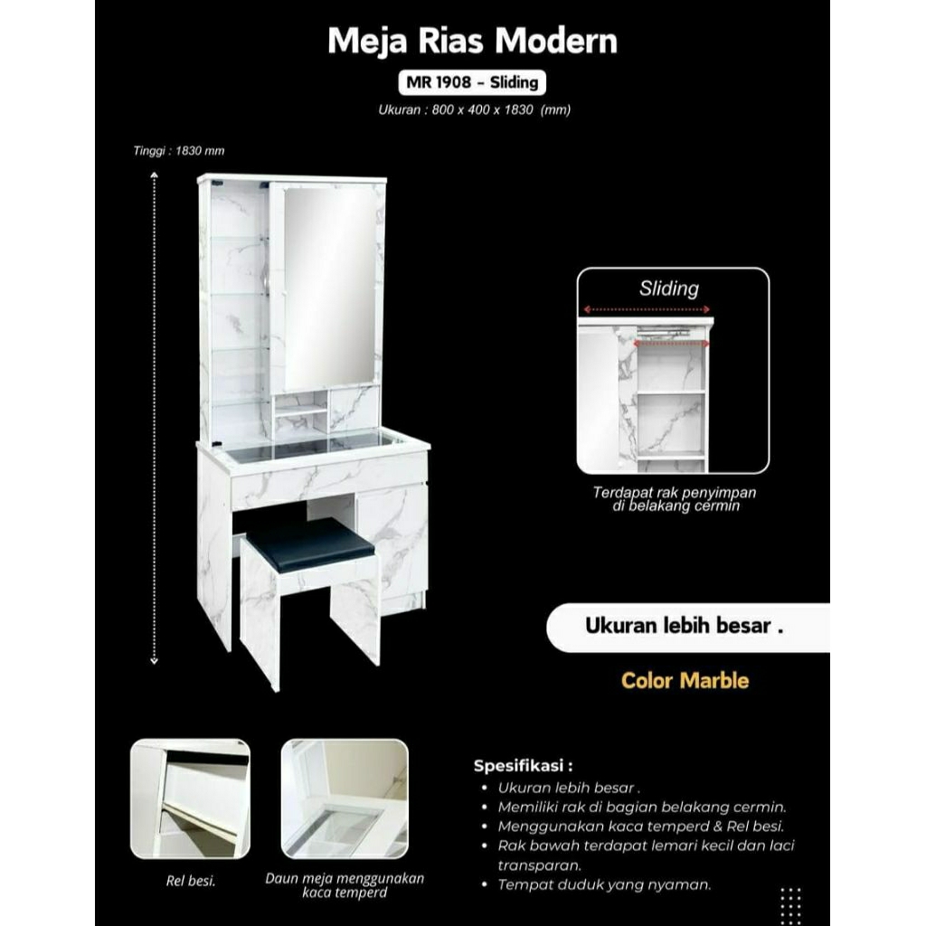 Jual Meja Rias Minimalis - Meja Rias Murah - Sudah Include Kursi ...