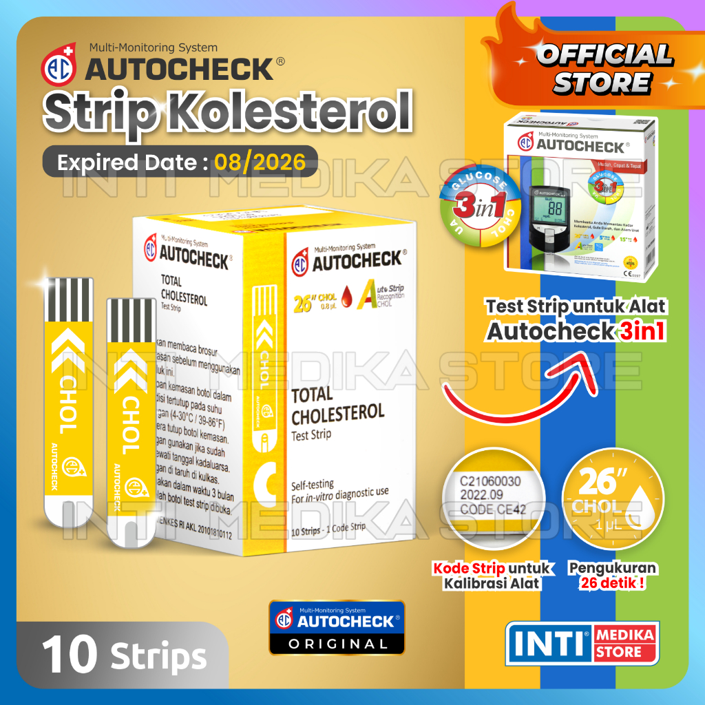 Jual AUTOCHECK - Strip Kolesterol Isi 10 pcs Kolestrol | Refill ...