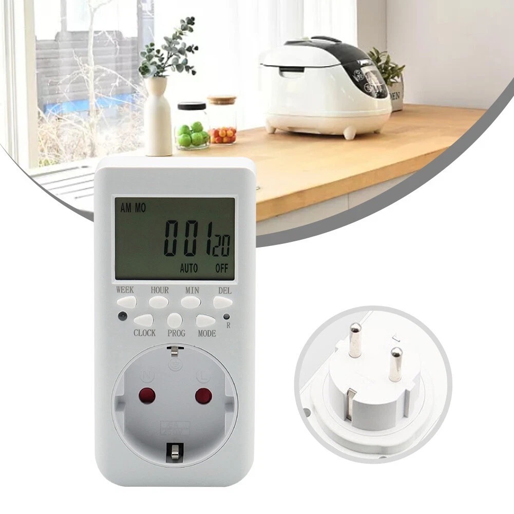 Jual Digital Timer Switch Mengatur Waktu ON/OFF 24 Jam Stop Kontak EU Plug 230V 3600W | Shopee ...