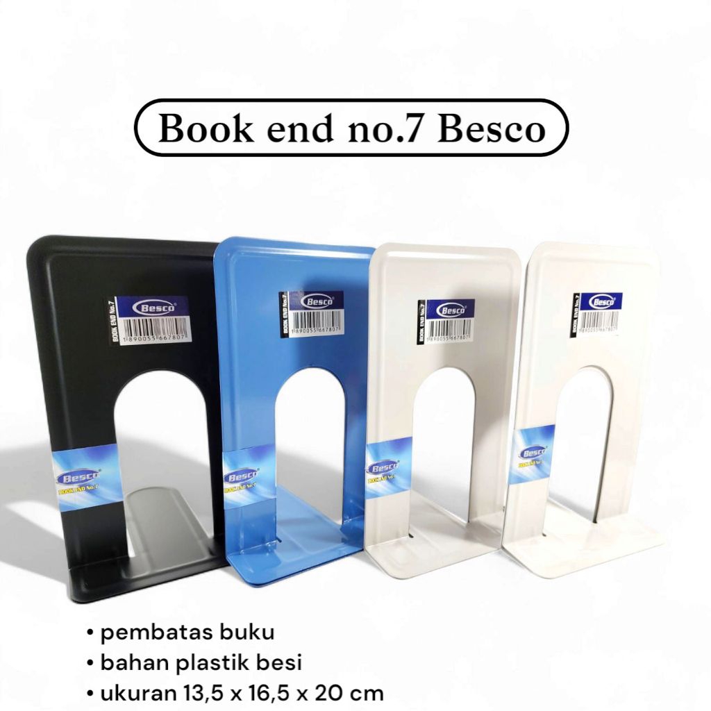 Jual 1 SET (2 PCS) Book End No.7 Besco – Pembatas Buku Besi Anti Slip ...