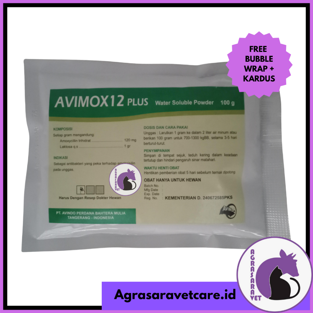 Jual AVIMOX 12 100 gram - LIKE COLIMIX Obat Pencernaan Ternak Unggas ...