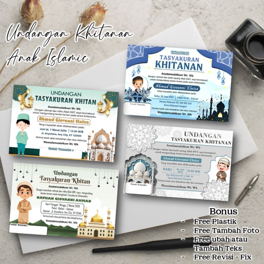 Jual Undangan Khitan Anak / Undangan Khitan Karakter Islamic Kekinian ...