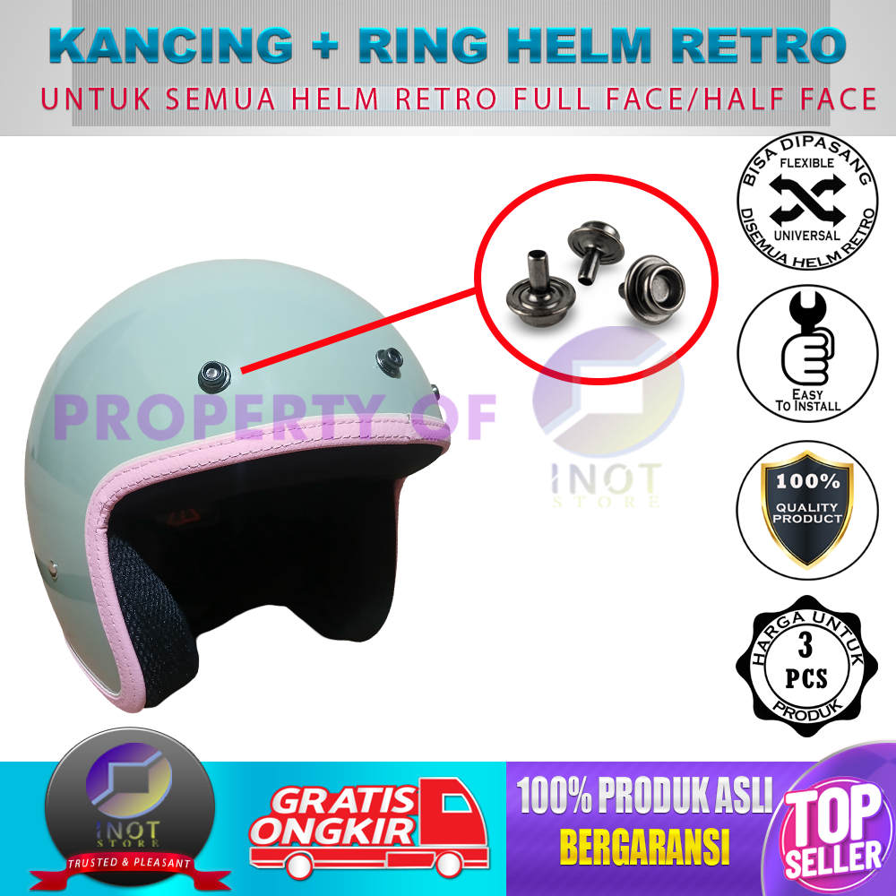 Jual Kancing Benik Helm Retro Bogo Vintage Snap Button Black Nikel 1 ...