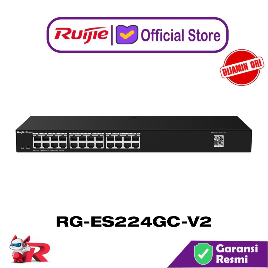 Jual Ruijie RG-ES224GC-V2, Switch Cloud Manage 24-Port Gigabit Non-PoE ...