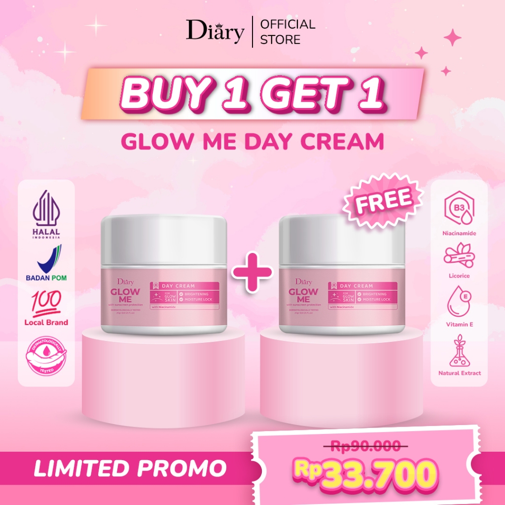 Jual BUY 1 GET 1 Diary GLOW ME Skincare Whitening Paket Perawatan Wajah Glowing Treatment Series ...