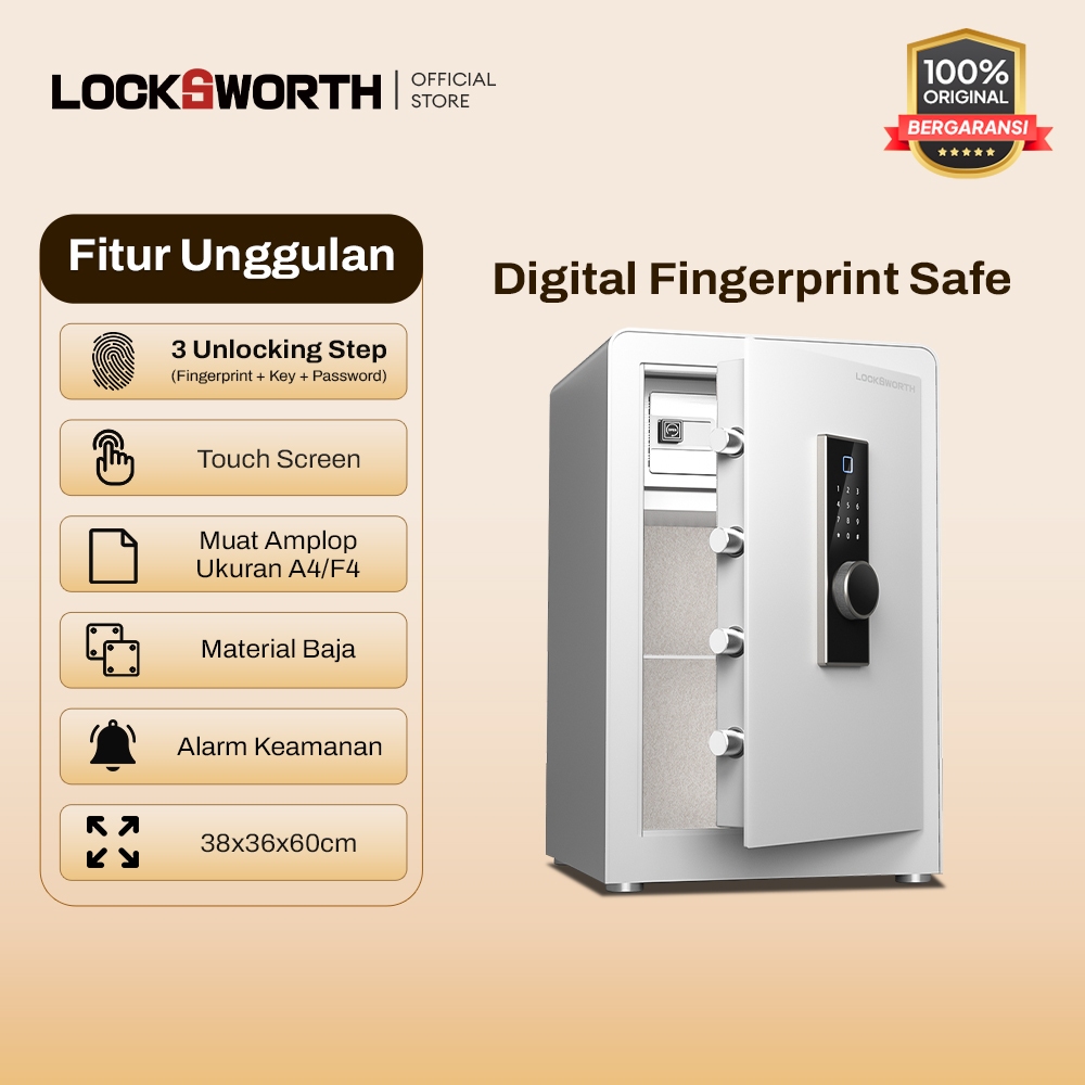 Jual Locksworth Brankas Besi Digital Sidik Jari / Fingerprint Safe Box ...