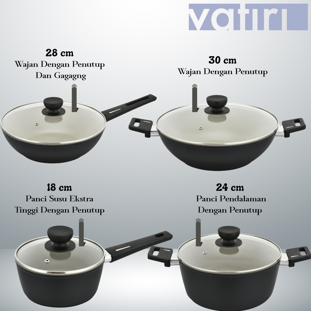 Jual VATIRI - Peralatan Masak Antilengket 8PCS - Peralatan Dapur Stainless Steel - Set Panci Dan ...