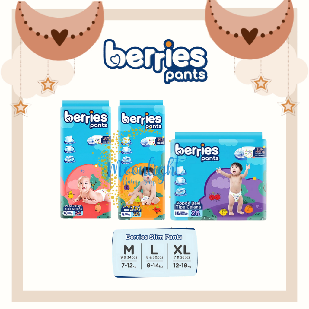Jual BERRIES PANTS Popok Bayi Tipe Celana M34 | L30 | XL26 | Shopee Indonesia