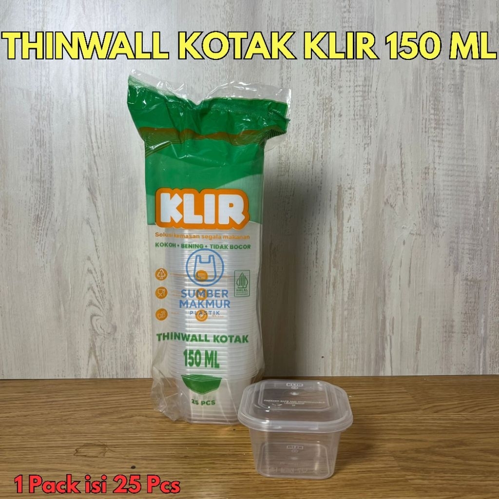 Jual Thinwall Klir Kotak 150ml Klir / Thinwall Square / Kotak Kecil Isi ...